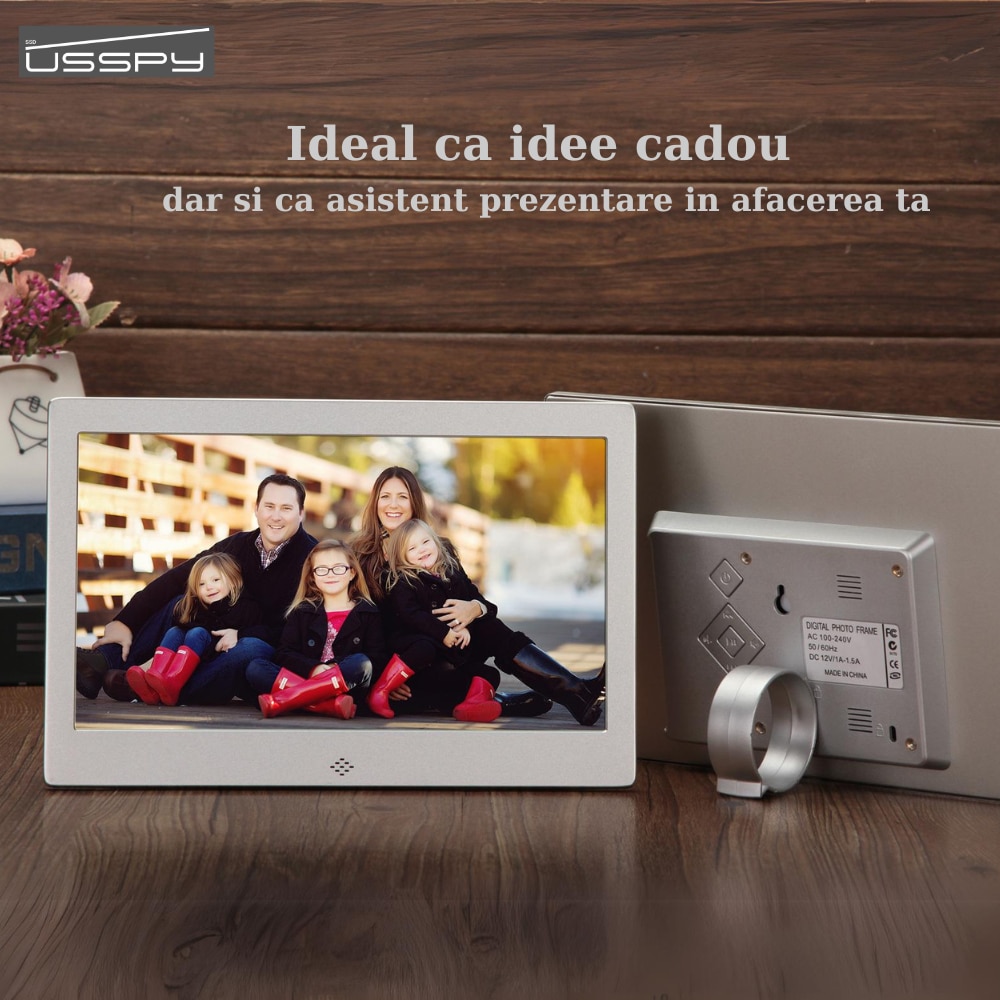 Rama foto digitala 10 inch din aluminiu, USSPY, slim, LCD, suport ...