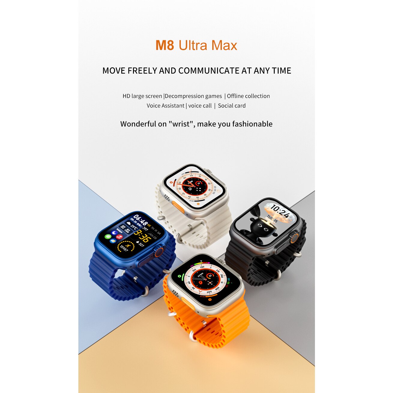 Ceas SmartWatch M8 Ultra Max, Display 2.02'', ECG, NFC, Notificari Apel ...