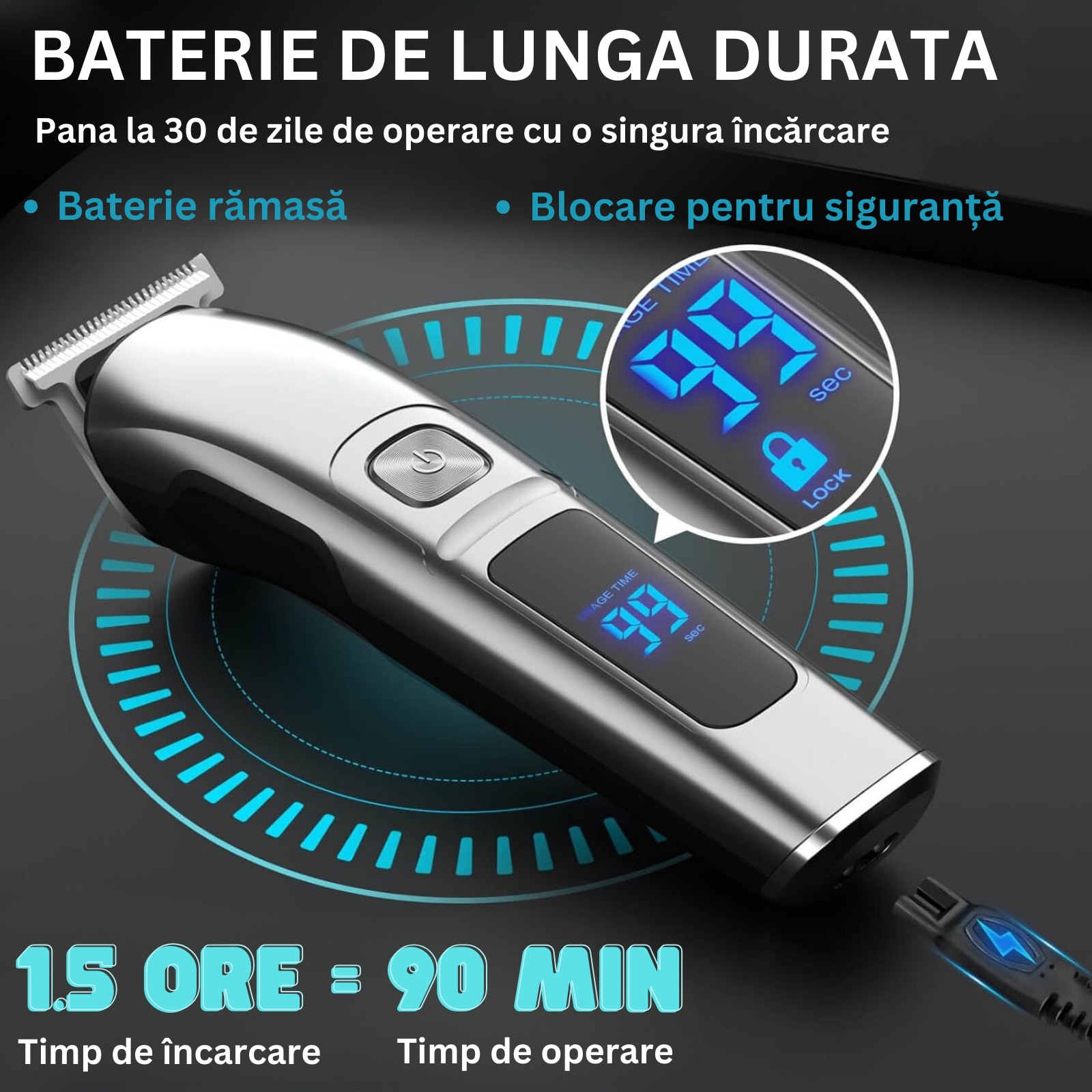 Masina de Tuns Profesionala Infiniteea™, Pentru Barba, Nas si Par ...