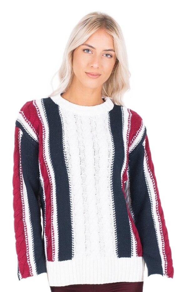 Pulover dama, Tommy Hilfiger, Bumbac/Acril, Alb, XL - eMAG.ro