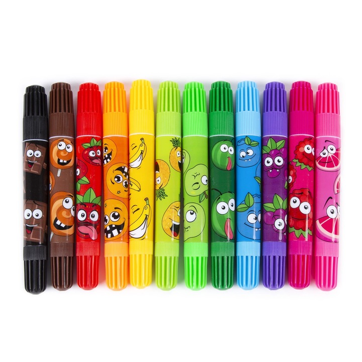 Set 12 carioci parfumate, Kidea, Plastic, Multicolor - eMAG.ro