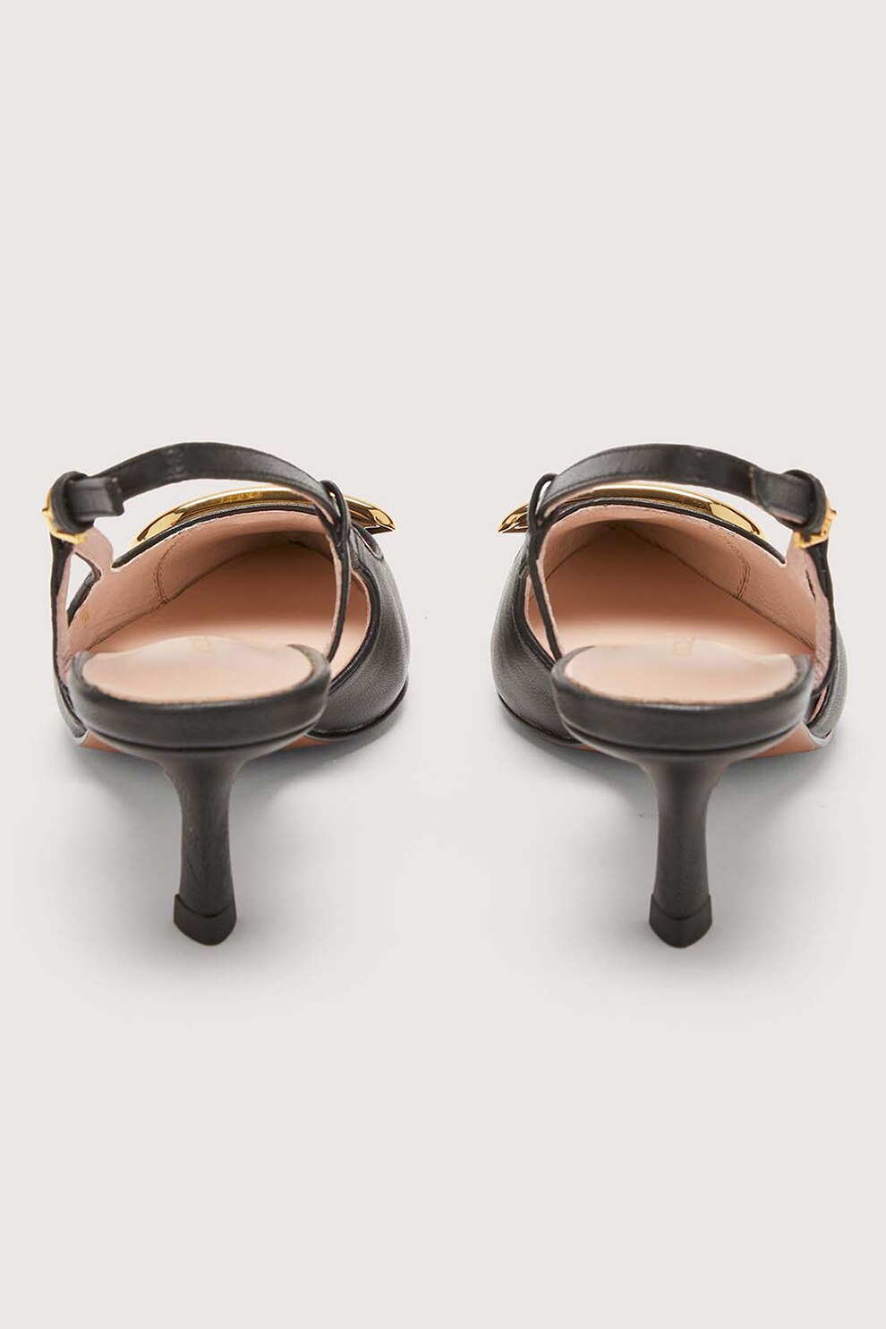 COCCINELLE, Pantofi slingback cu toc kitten, Auriu, Negru, 35 - eMAG.ro