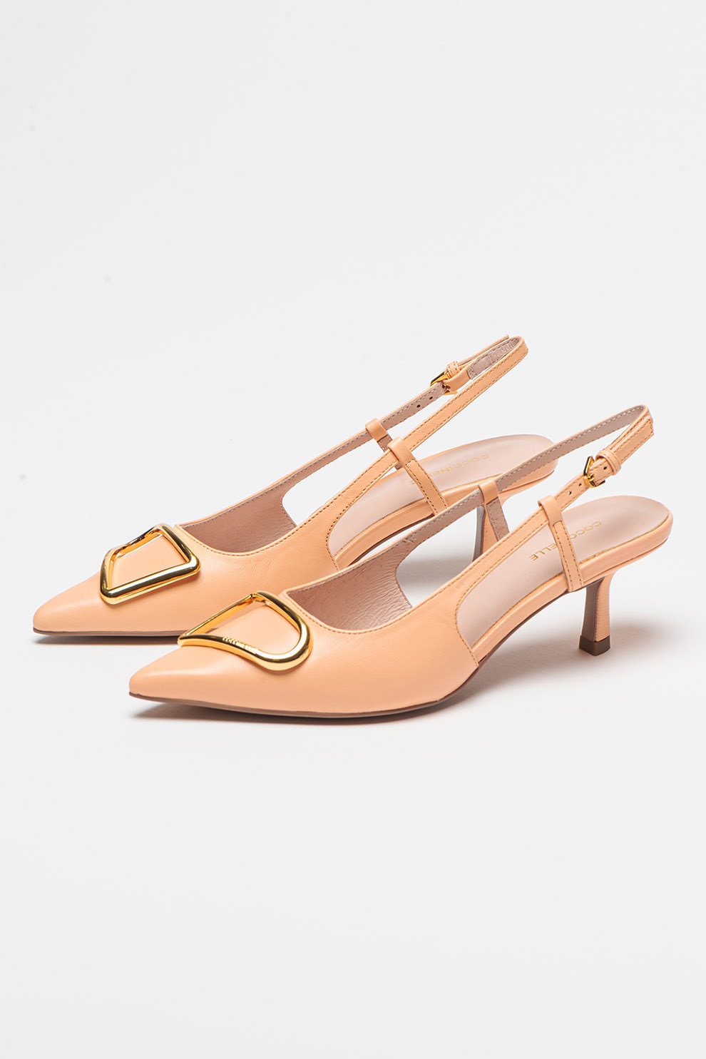 COCCINELLE, Pantofi slingback cu toc kitten, Somon, 35 - eMAG.ro