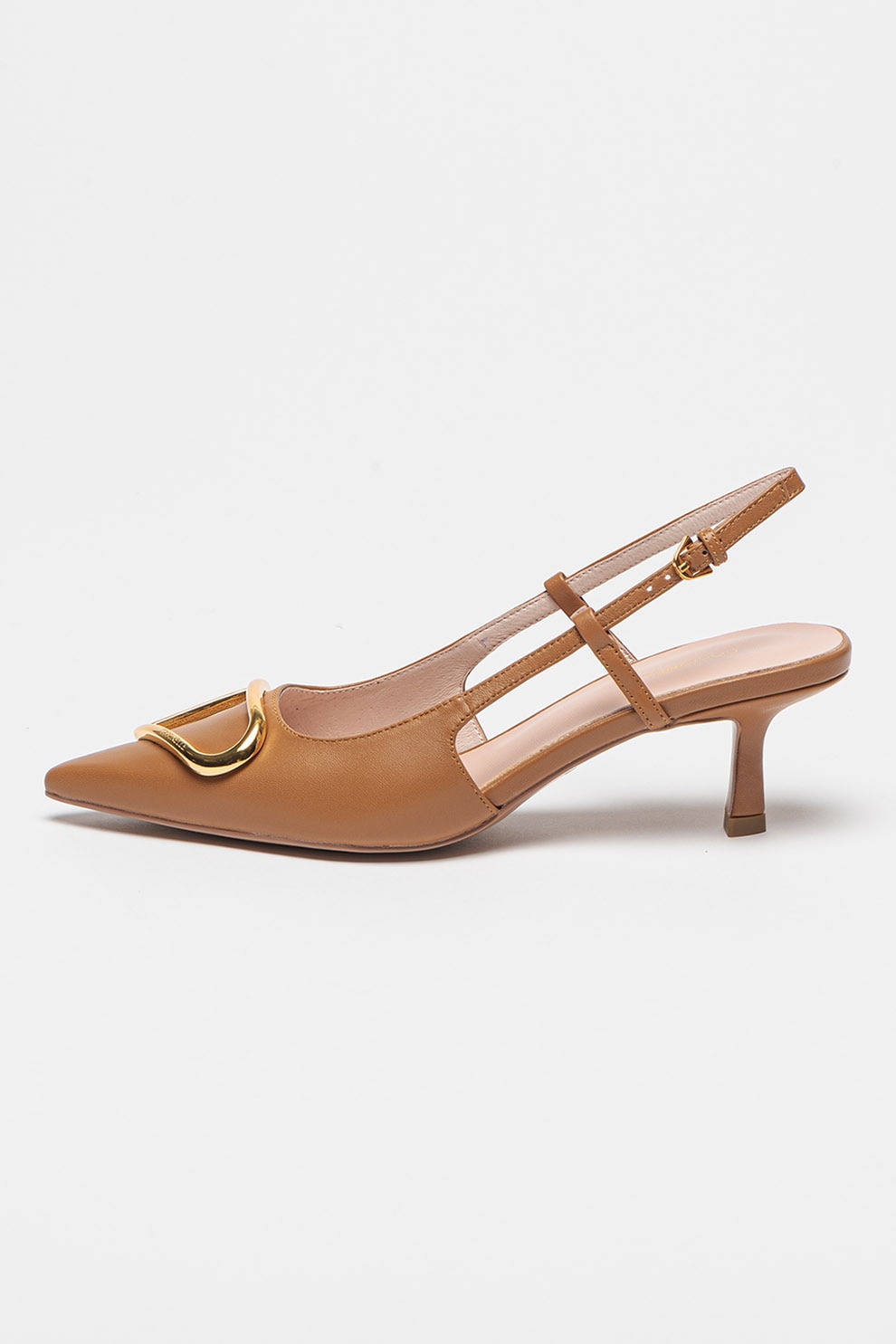 COCCINELLE, Pantofi slingback cu toc kitten, Maro, 35 - eMAG.ro