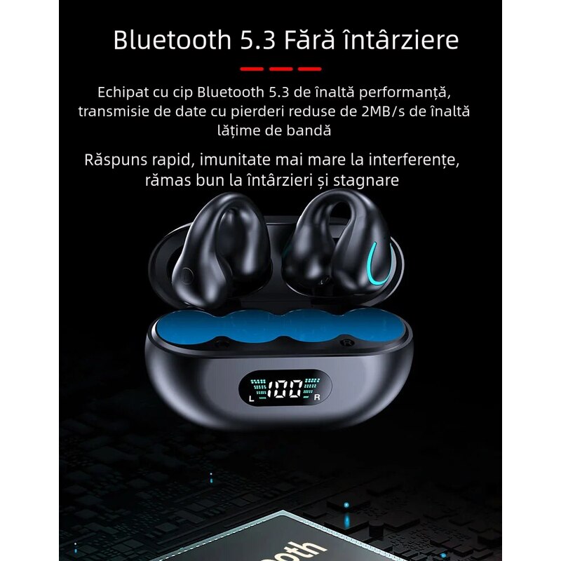 Casti wireless, Afisaj digital, Microfon, Universal, Bluetooth 5.3 ...