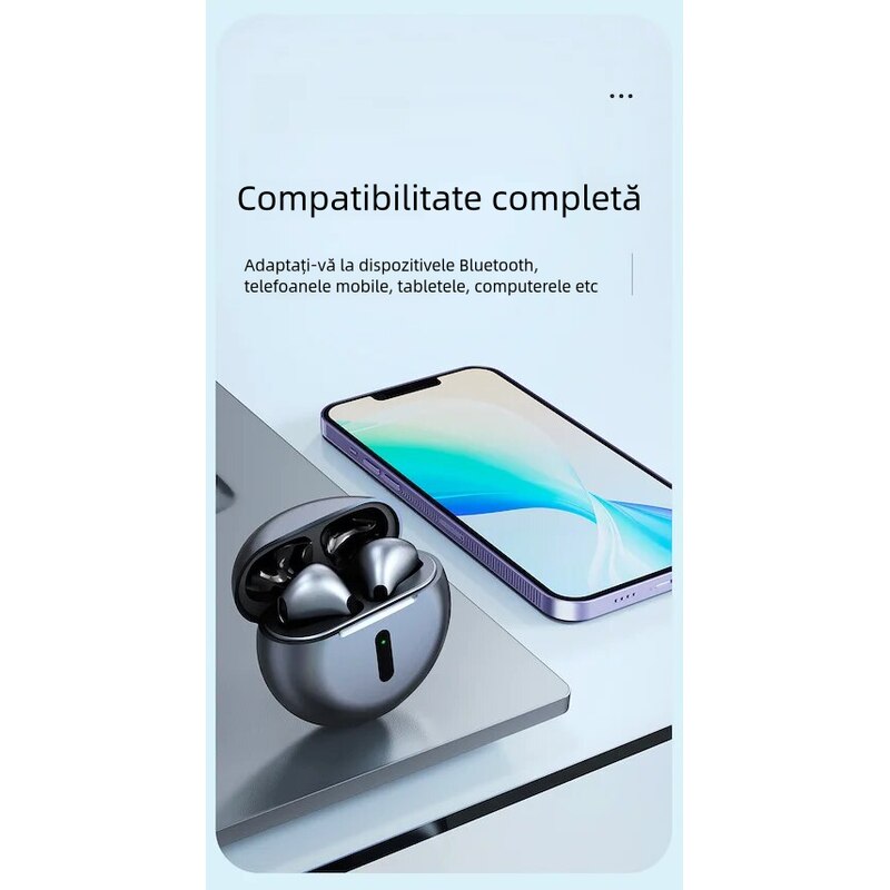 Casti Wireless, Bluetooth, Microfon, Universal, Bluetooth 5.3, Gri ...