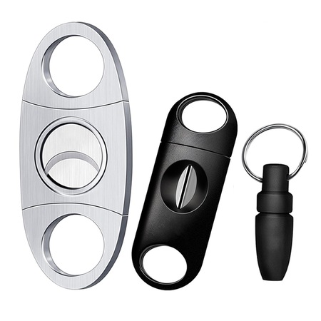 Set 3 Cutter pentru trabuc, Otel inoxidabil/Plastic, Portabil, Argintiu ...