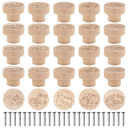 Set 25 manere mobilier, qipuneky, Lemn, Suruburi incluse, 25x35mm, Maro ...