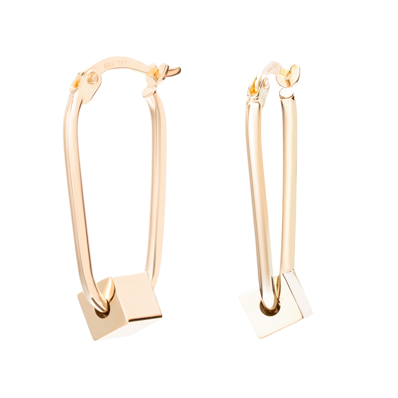 Cercei din aur galben 14K, 1.89 grame, 2.5 cm lungime, in forma ovala ...