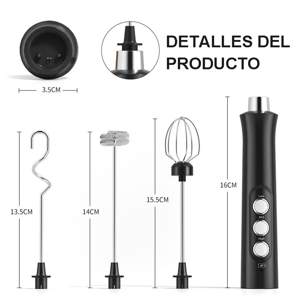 Mixer spumator de lapte cu 3 Inlocuiri de cap agitator, JESWO, Reglabil ...