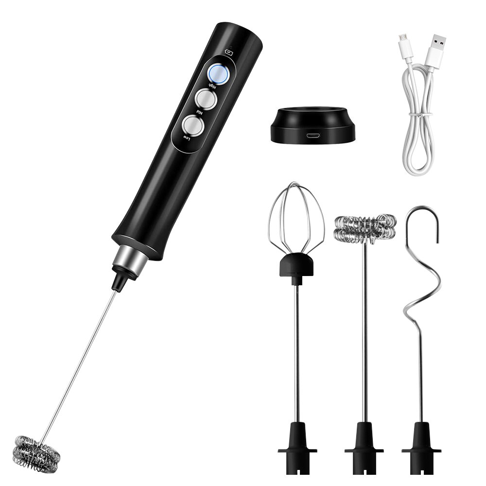 Mixer spumator de lapte cu 3 Inlocuiri de cap agitator, JESWO, Reglabil ...