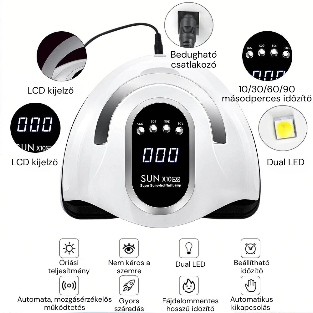 Lampa UV/LED pentru manichiura, SUN X10 Max, 280W, Alb - eMAG.ro