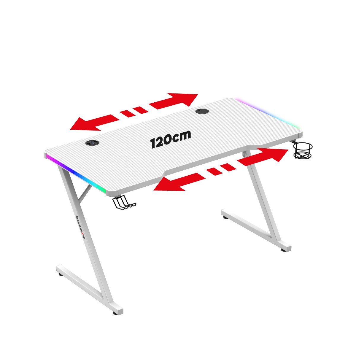 Birou gaming Huzaro, Hero 2.5, RGB LED, 120 x 60 x 75 cm, Iluminare LED ...