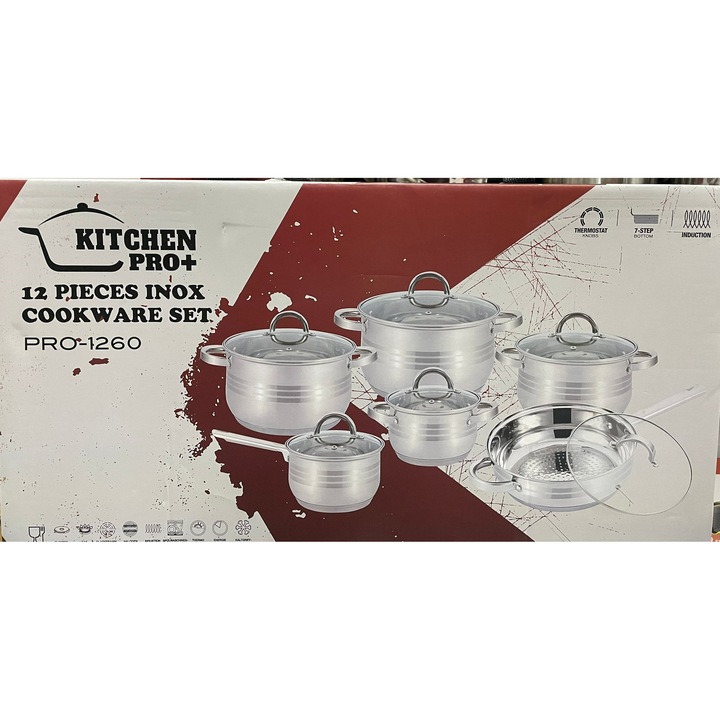 Set oale inox Kitchen Pro 12 piese, PRO-1260 - eMAG.ro