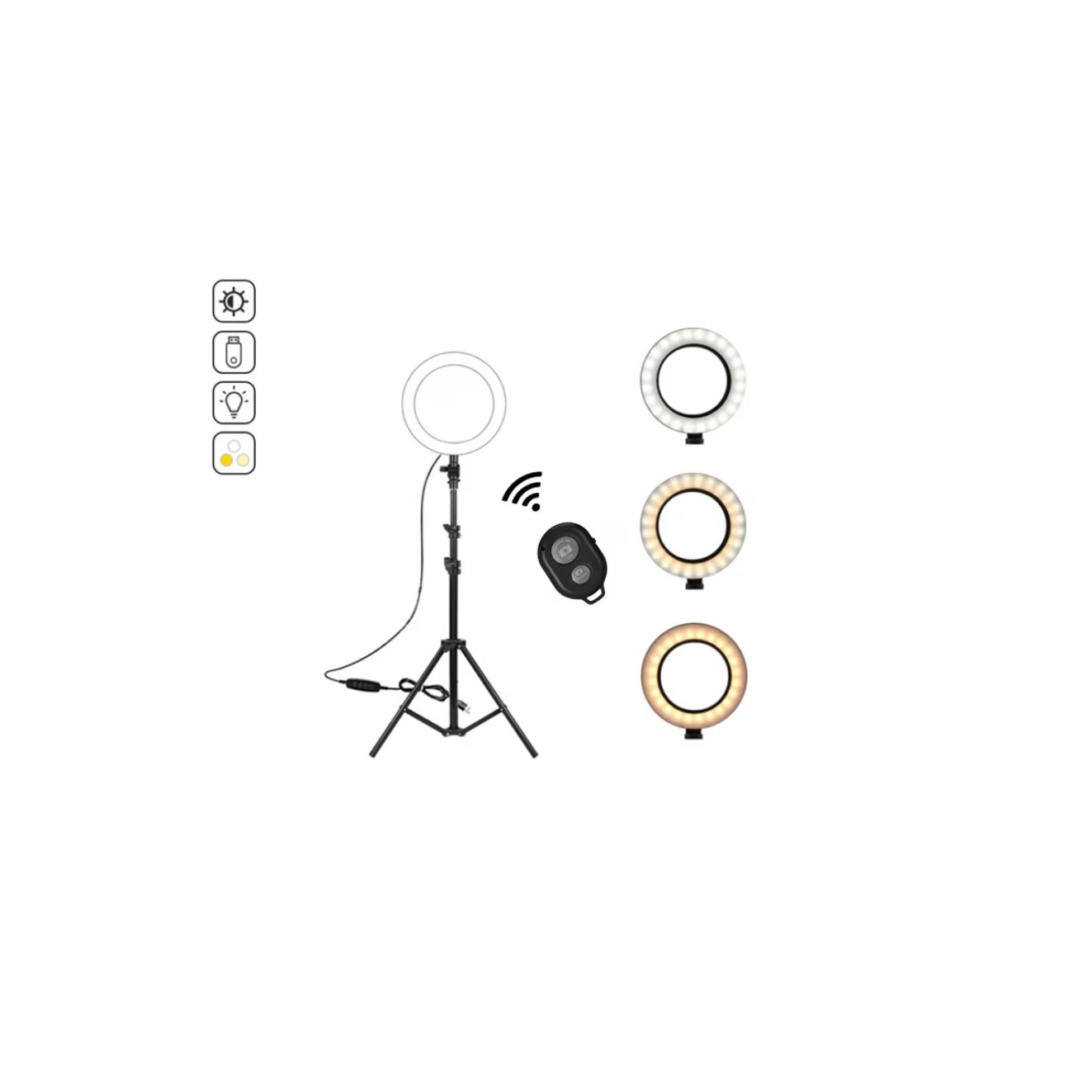 Lampa circulara Ring Light, diametru 15cm/6inch LED, conectare USB, 3 moduri de lumina, 10 ...