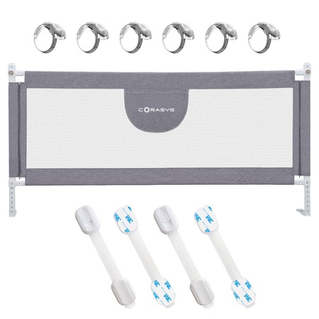 Bariera protectie pat 180 cm Corasys® pentru copii, inaltime reglabila ...