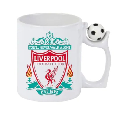Cana ceramica cu maner fotbal antistres alba ' Liverpool ...