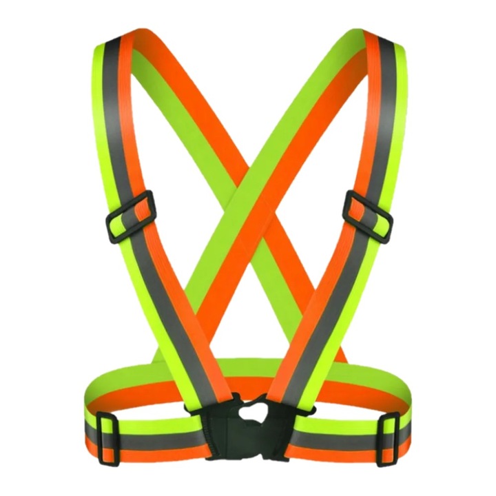 Ham reflectorizant reglabil, material elastic, banda 4cm, verde ...