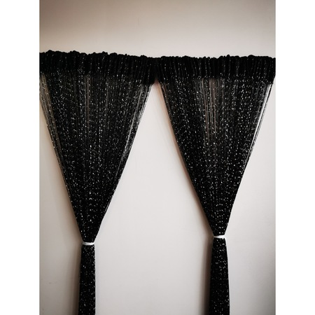 Perdea de ata, franjuri, negru, 300 x 300 cm, SS10, INOVIUS - eMAG.ro