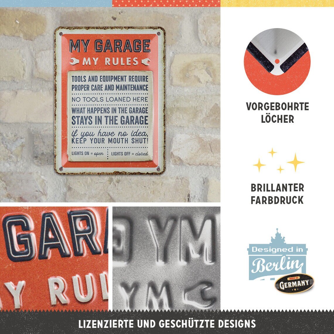 Placa decor metalica 15x20 My Garage, My Rules - eMAG.ro