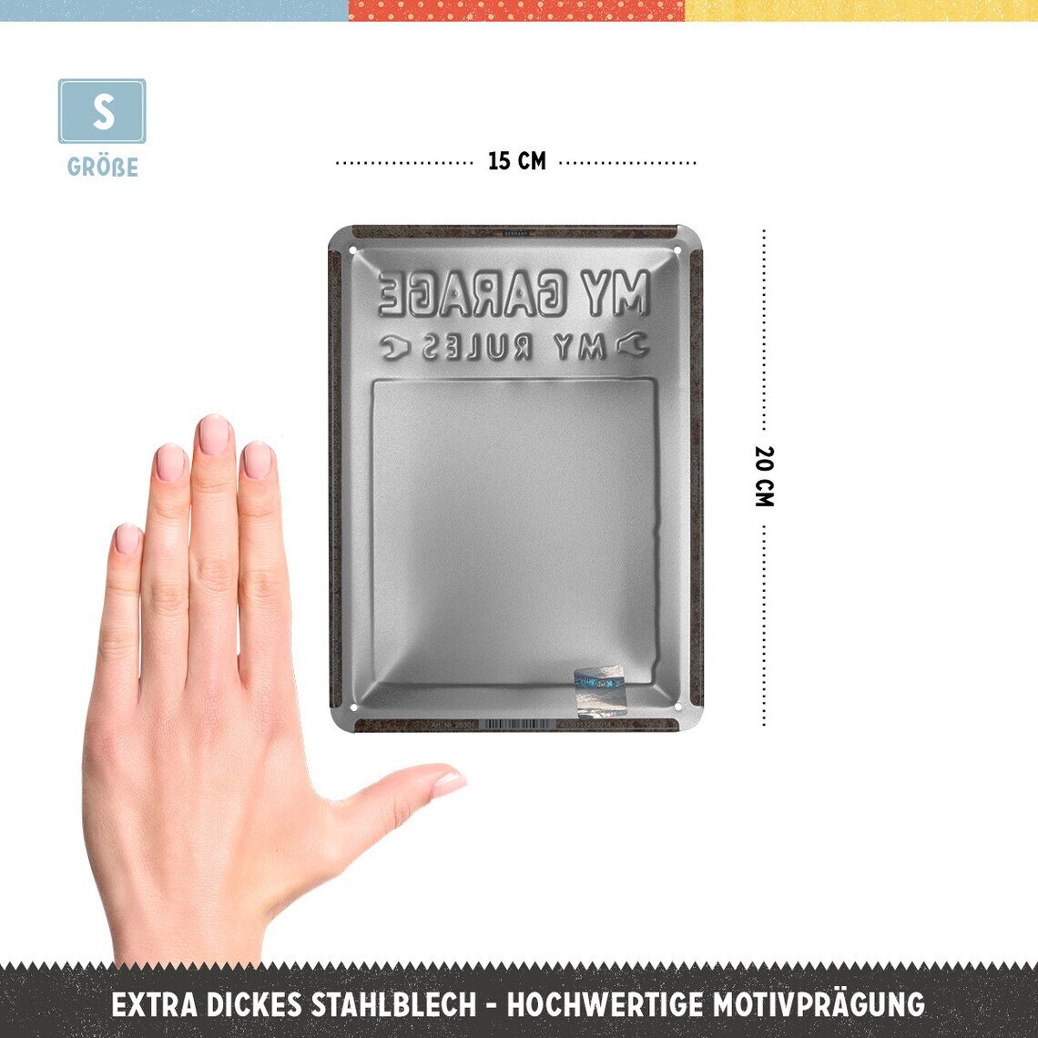 Placa decor metalica 15x20 My Garage, My Rules - eMAG.ro