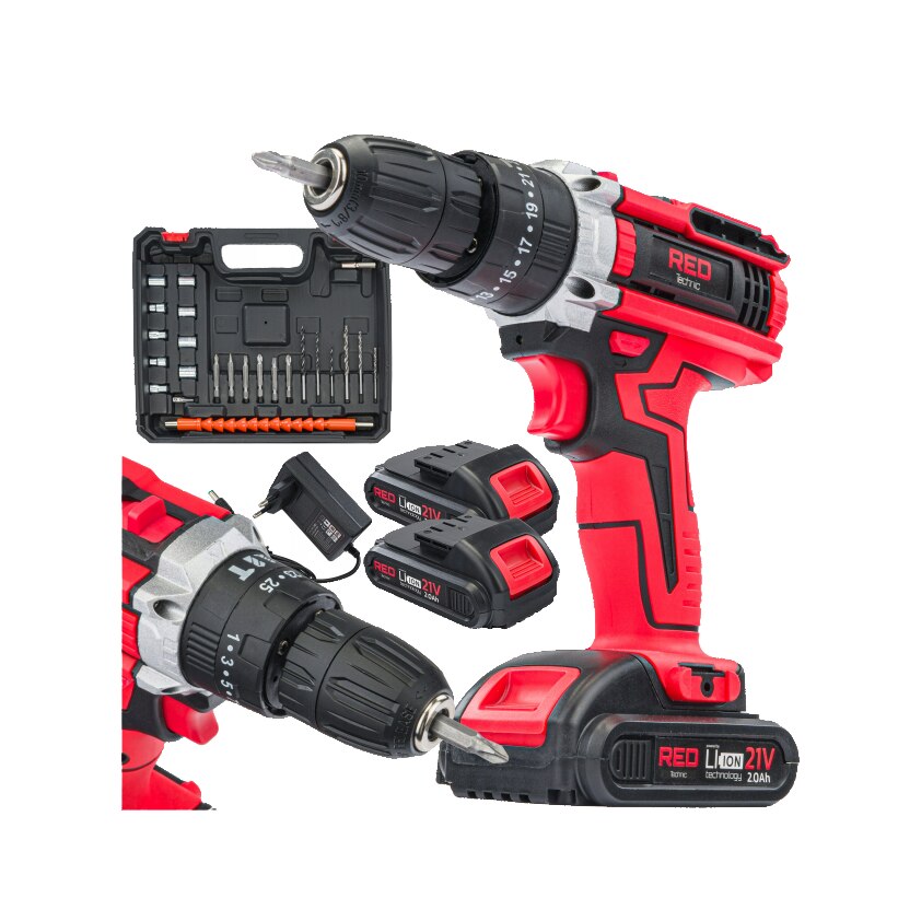 Masina de gaurit, filetanta cu acumulatori led, 2 Ah 20V 37 Nm, Red ...