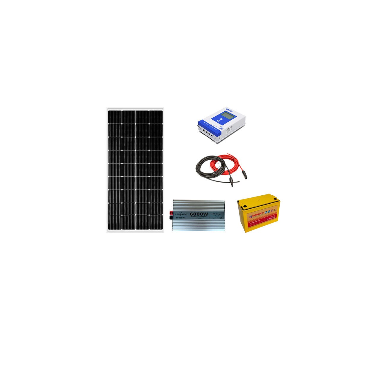 Kit fotovoltaic solar off-grid, panou 200W, invertor sinus pur 6000W ...