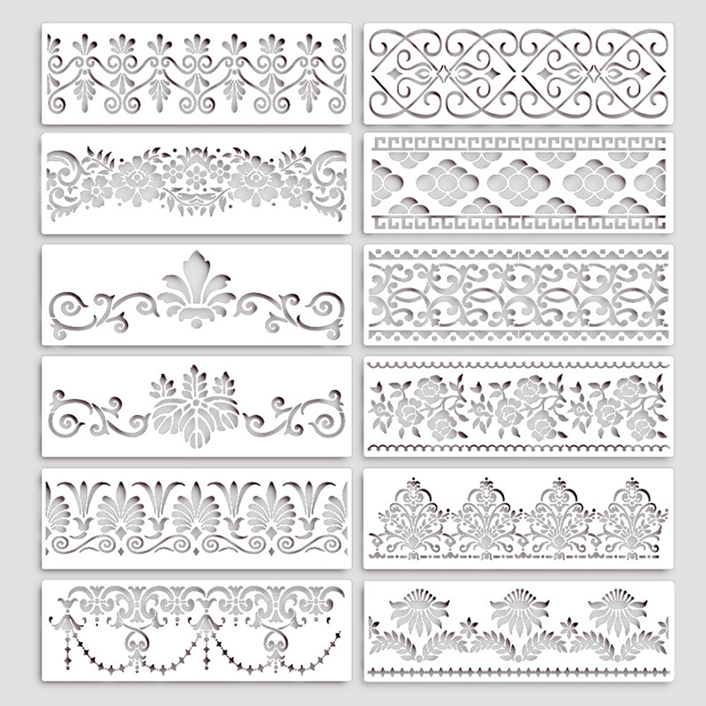 Set 12 sabloane decorative, AllizBan, 30.5x10 cm - eMAG.ro