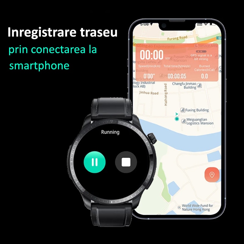 Smartwatch barbati, fitness, ecran 1, 39 inch, negru - eMAG.ro