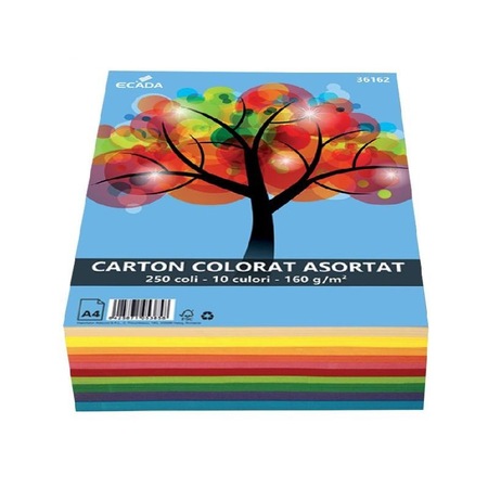 Carton color 160G/MP, A4, 250 coli, 10 culori - eMAG.ro