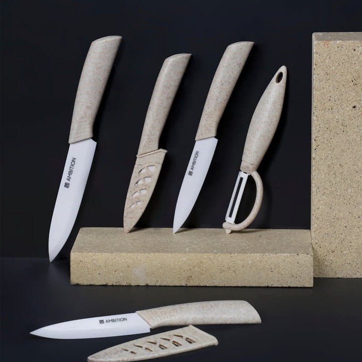 Cutit chef Ambition Skiv, 15cm, alb, lama ceramica - eMAG.ro