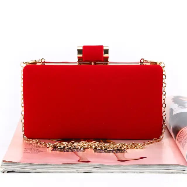 Geanta de seara tip clutch, Ophelia, Catifea, 19x10x4.5 cm, Rosu bordo ...