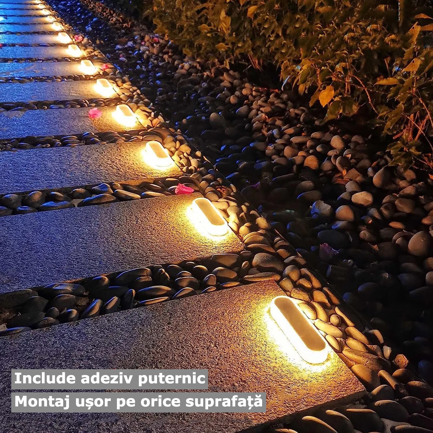 Set 4 lampi solare cu senzor de lumina LED de exterior pentru gradina ...