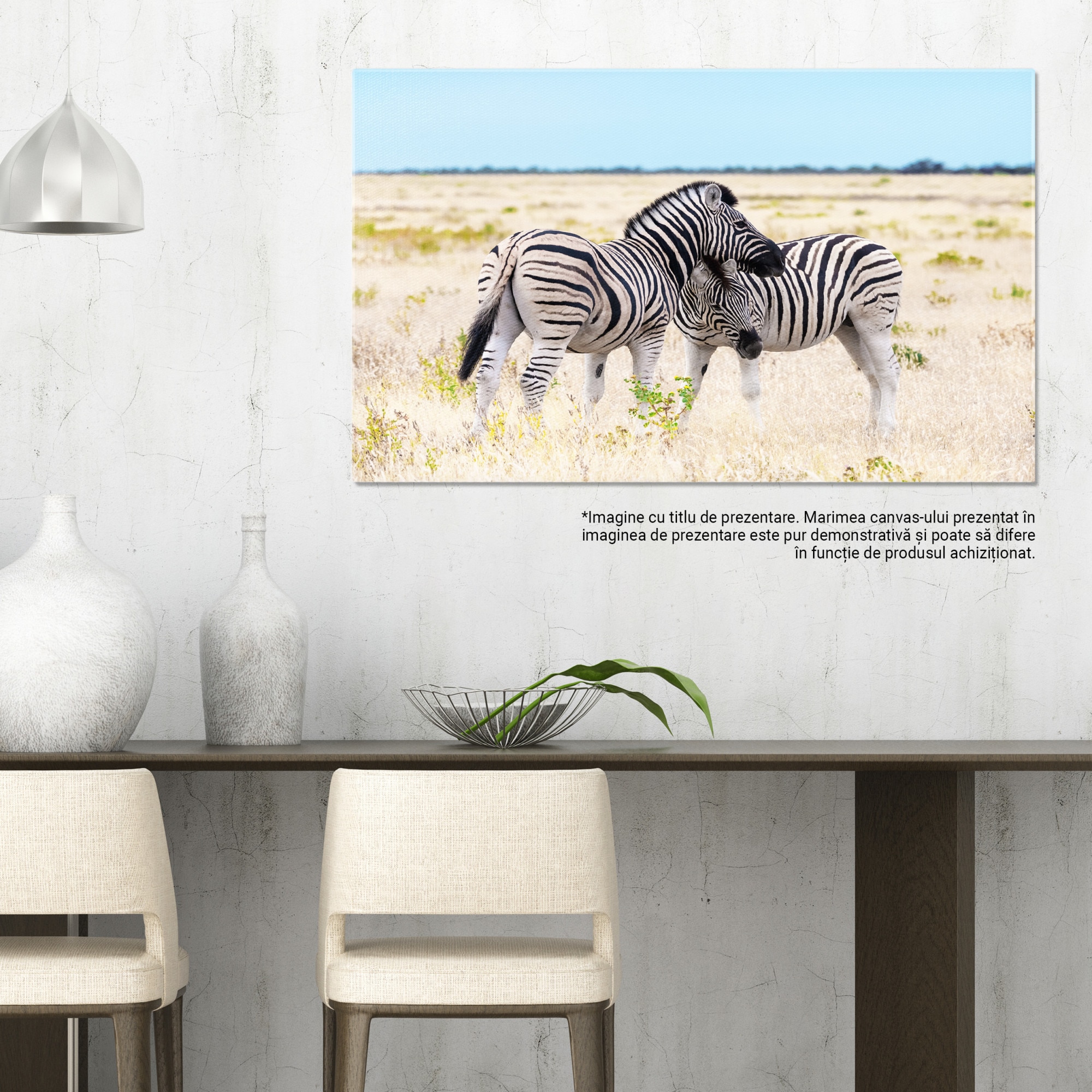Vászonfestmény Zebrák családja a száraz szavannán, zebrák, vad ...