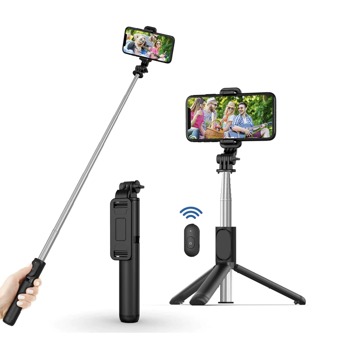 Selfie Stick 3 In 1 Waltstore® Bluetooth Telecomanda Detasabila