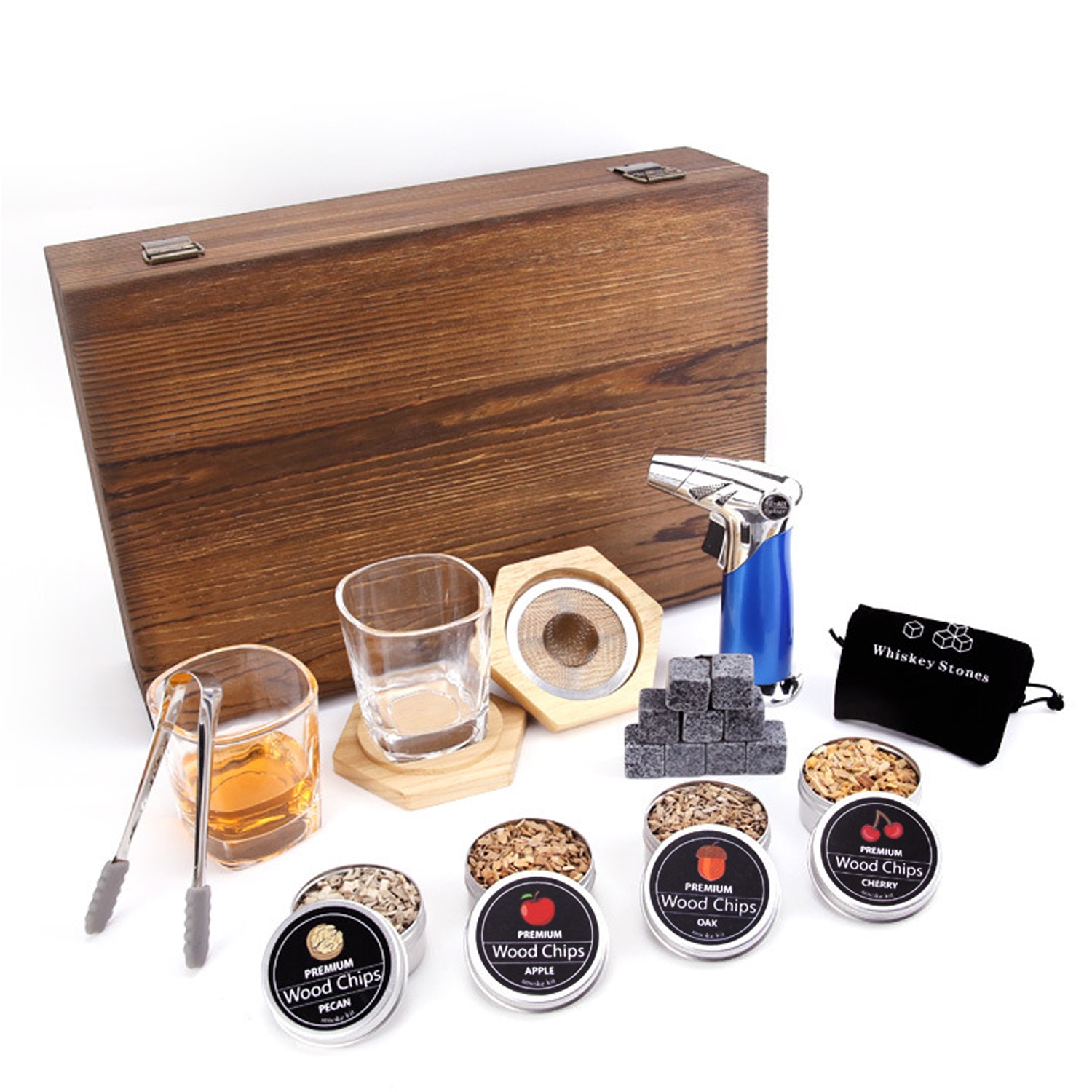 Комплект за пушене на коктейл Adomnes Уиски Smoker с 4 вида стърготини Ароматизиране на