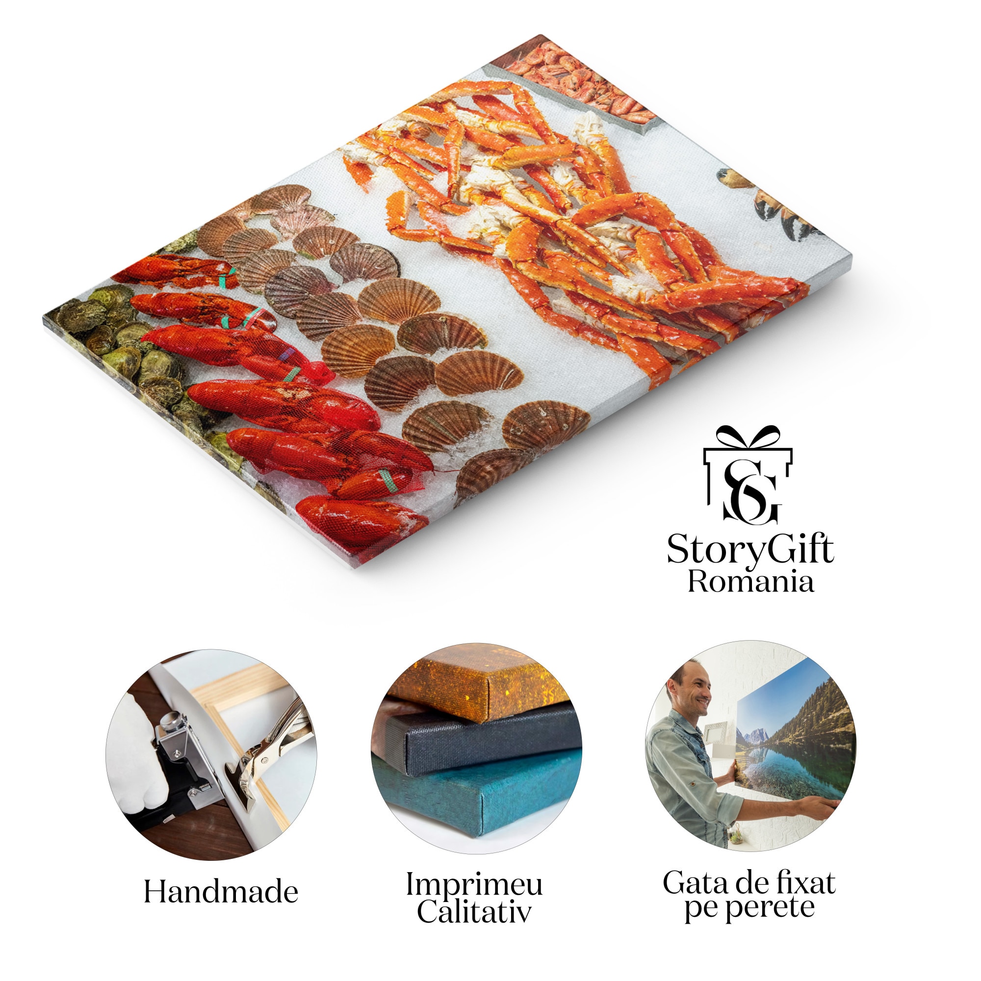 Vászonfestés rák, homár és tenger gyümölcsei eladók, hal, tenger ...