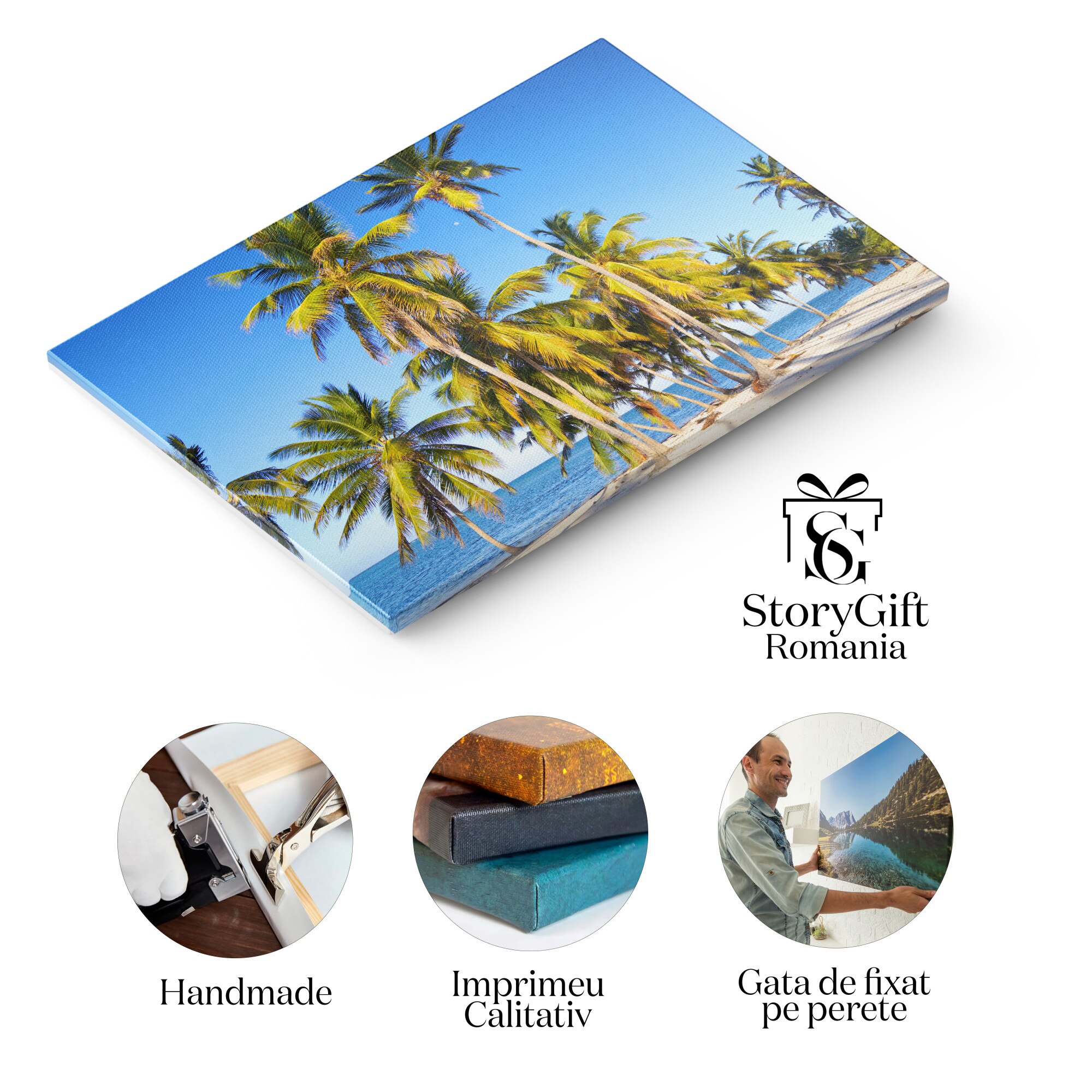 Tablou Canvas Plaja cu Palmieri Plaja, Ocean, Nisip, Tropic, Exotic ...
