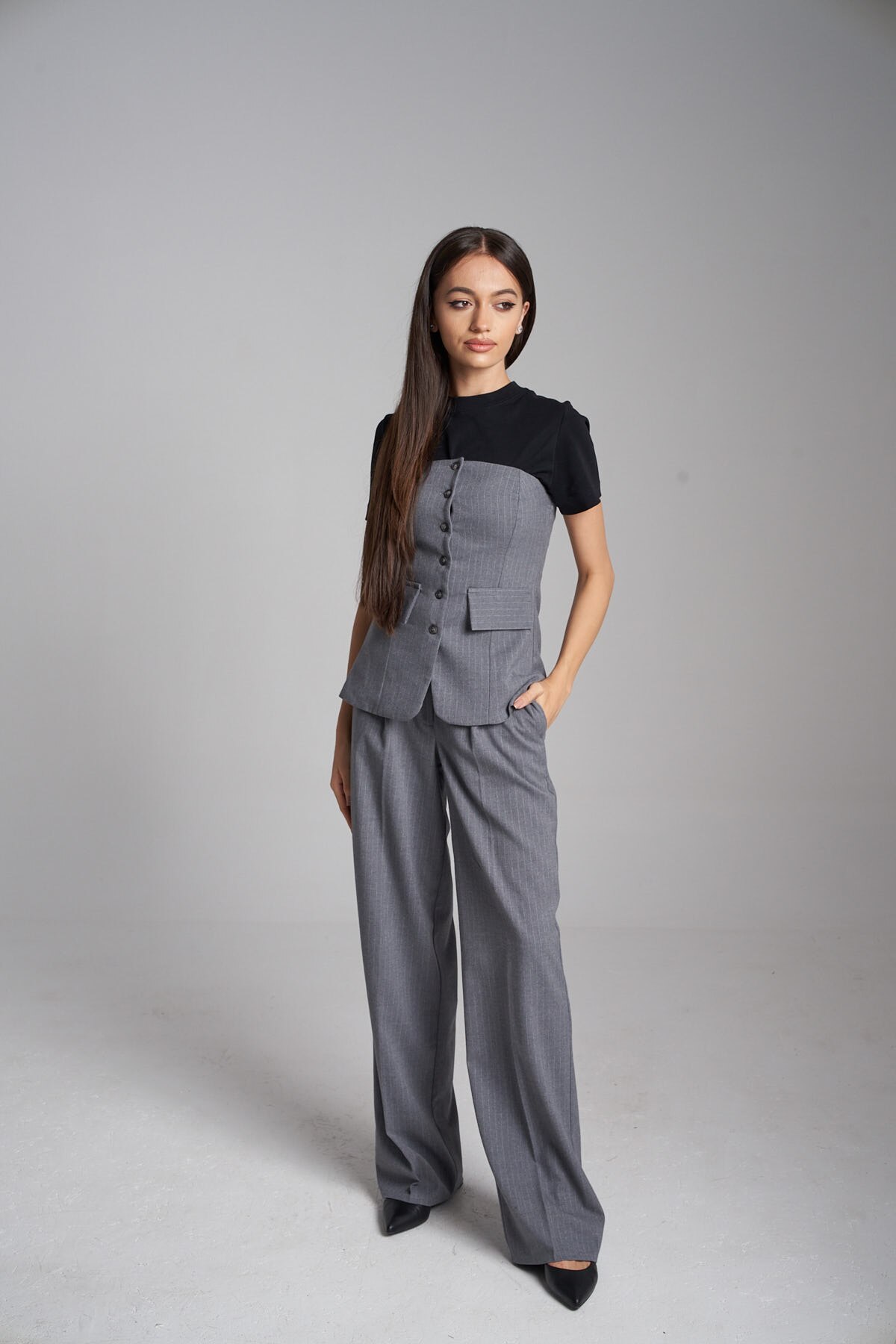 Top tip bustiera elegant, gri, 38 - eMAG.ro