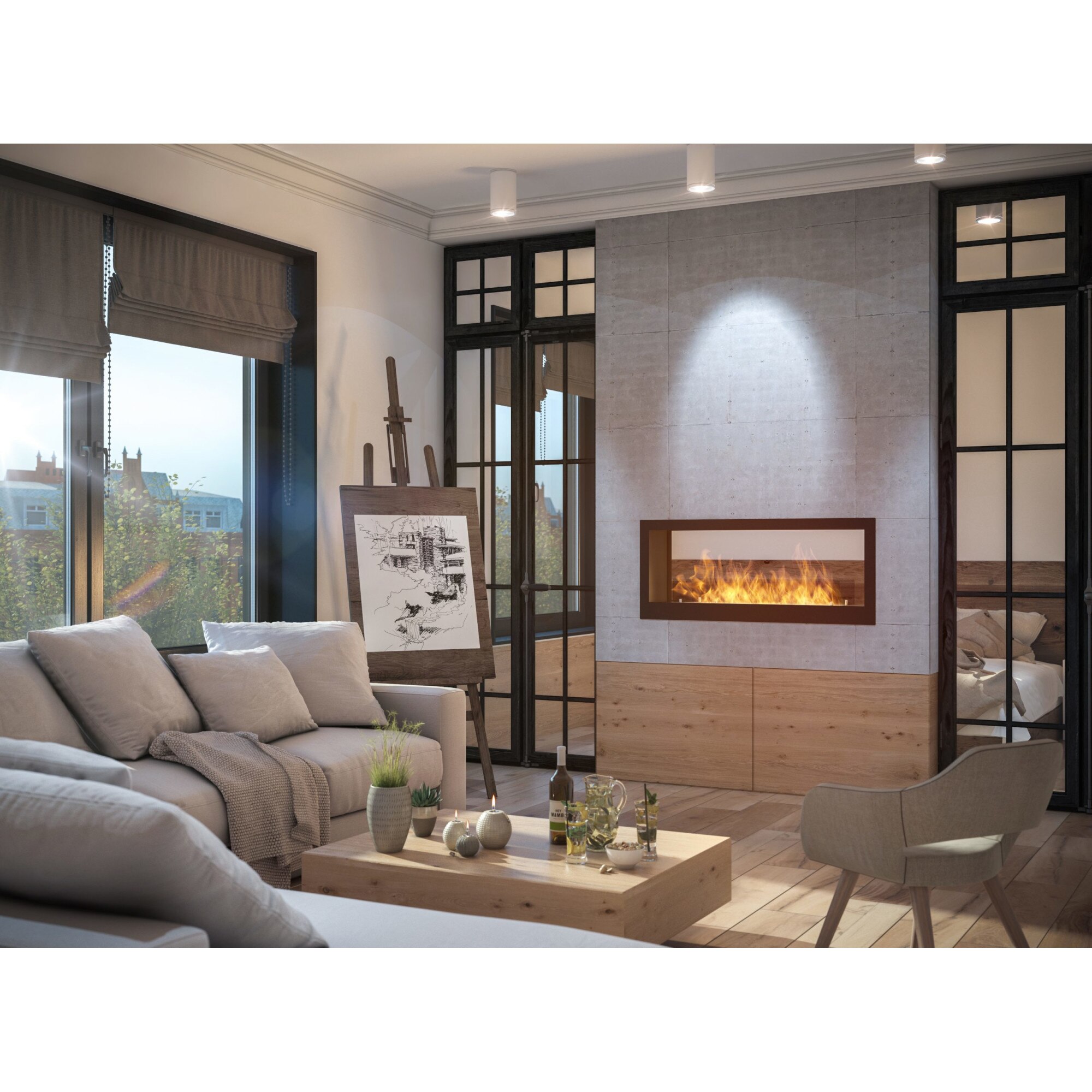 Semineu bioetanol Infire 2 Side 1200 - eMAG.ro