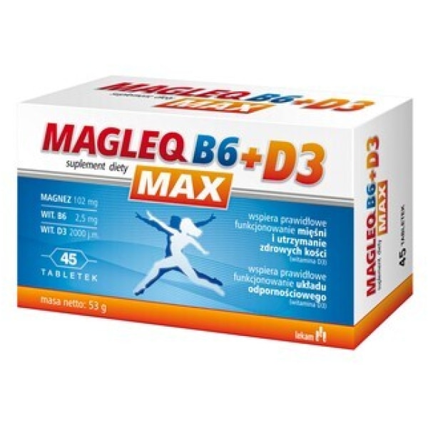 Suplimente alimentare Magleq B6 Max + D3, Lek-Am, 45 comprimate, 59g ...