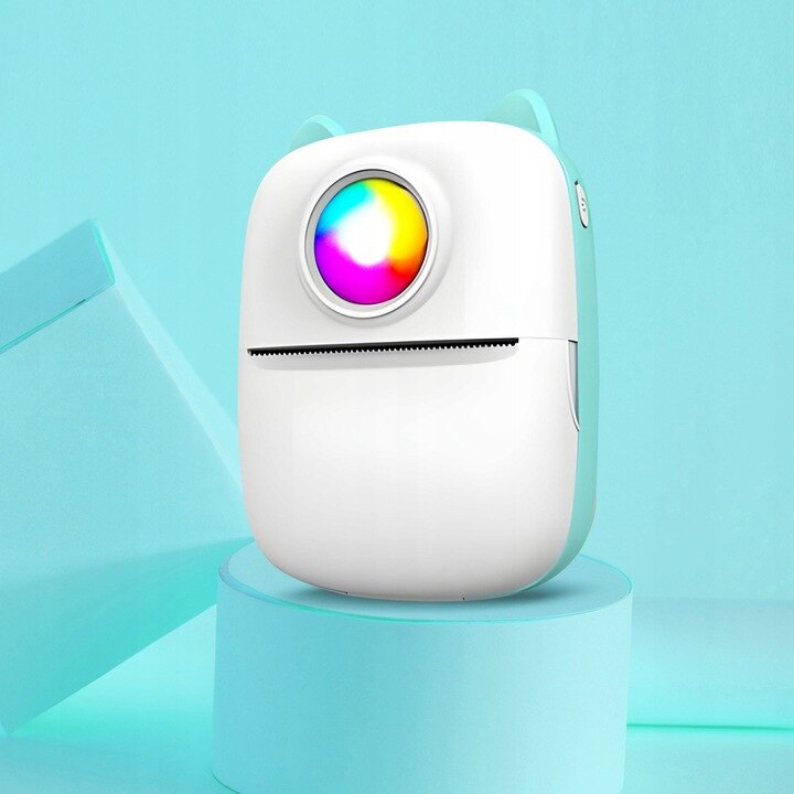 Set Mini imprimanta termica DexXer, 15 Role hartie termica alba, 6 Role ...