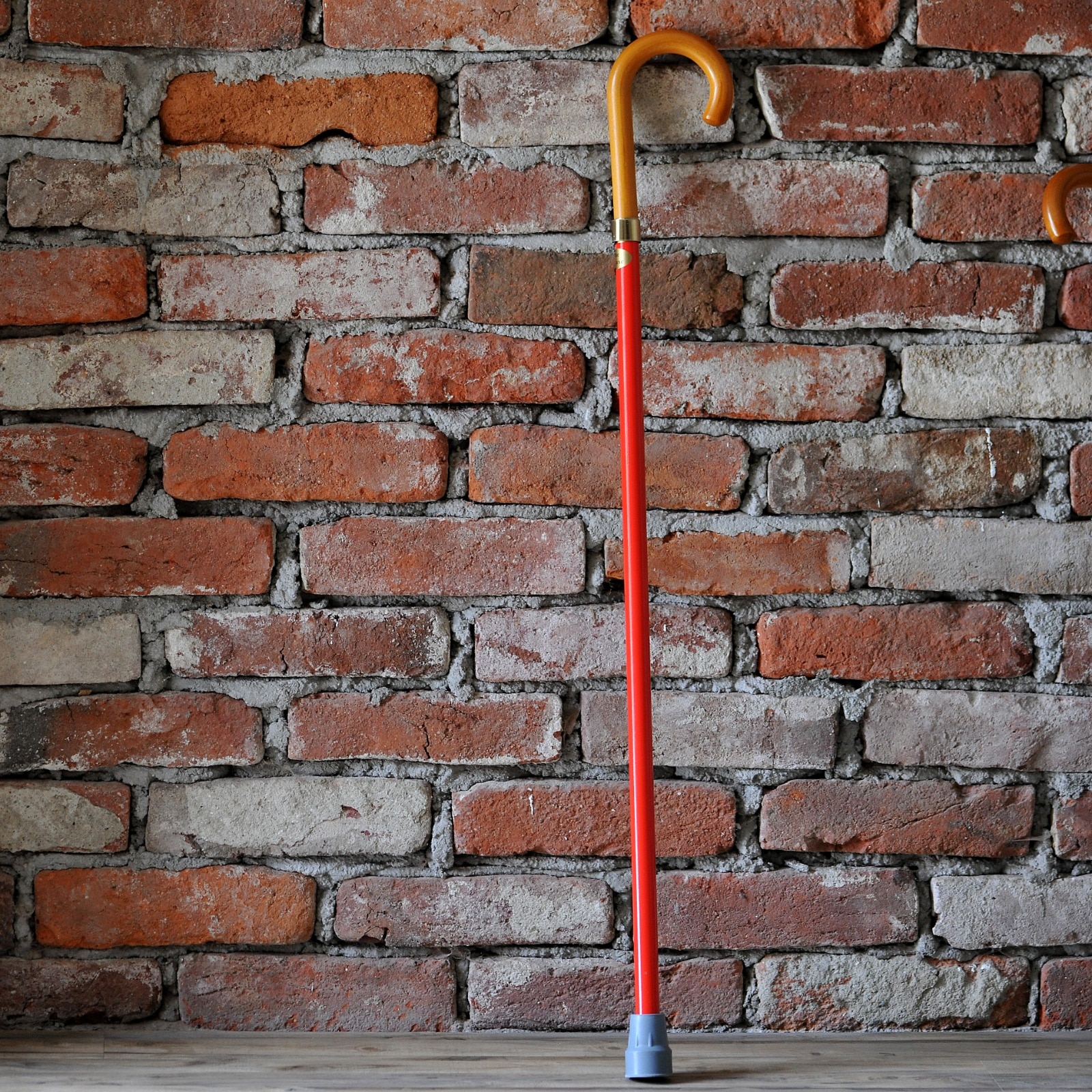 Baston Cane De Luxe pentru mers, rosu, lemn, aluminiu eloxat, ajustabil ...