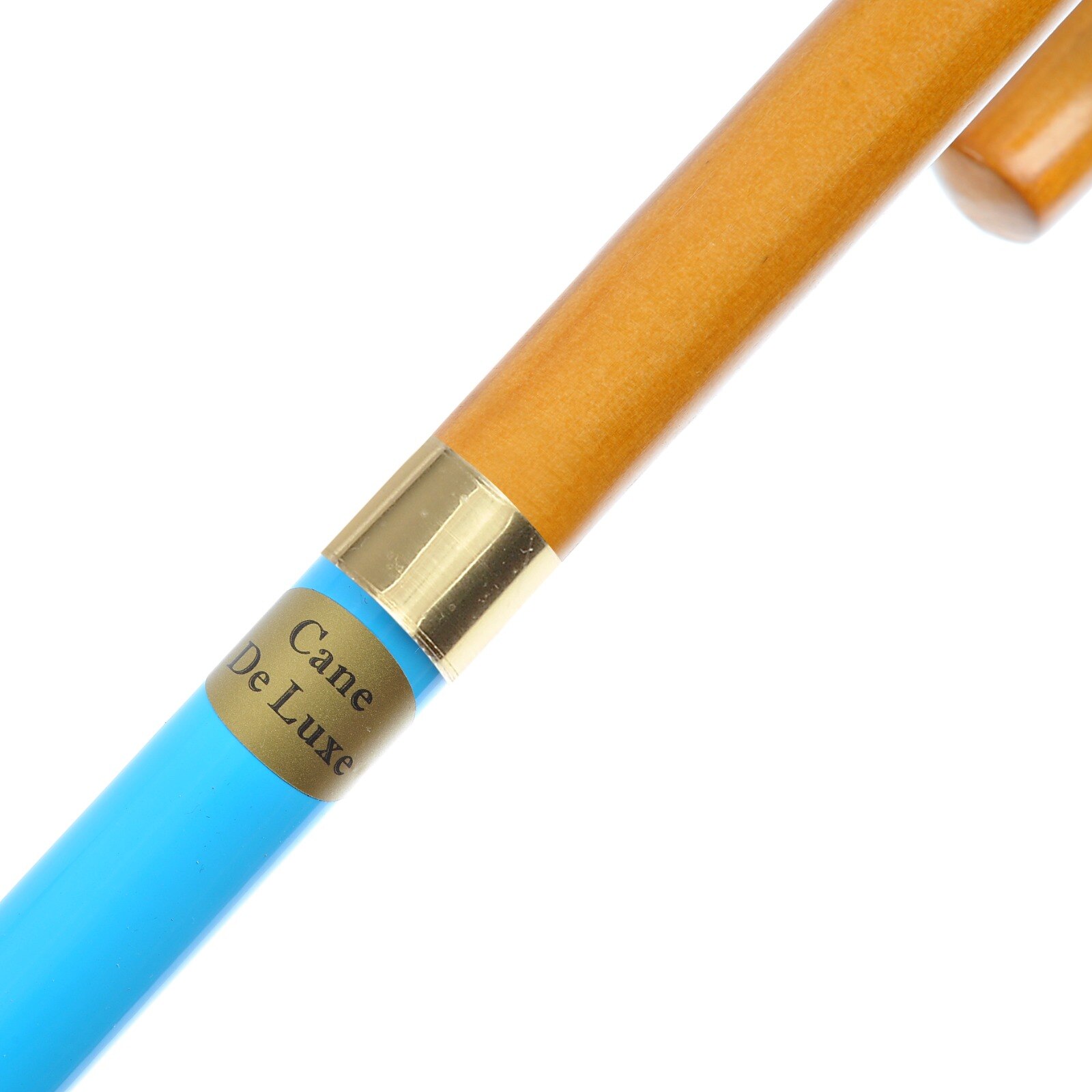 Baston Cane De Luxe pentru mers, albastru, lemn, aluminiu eloxat ...