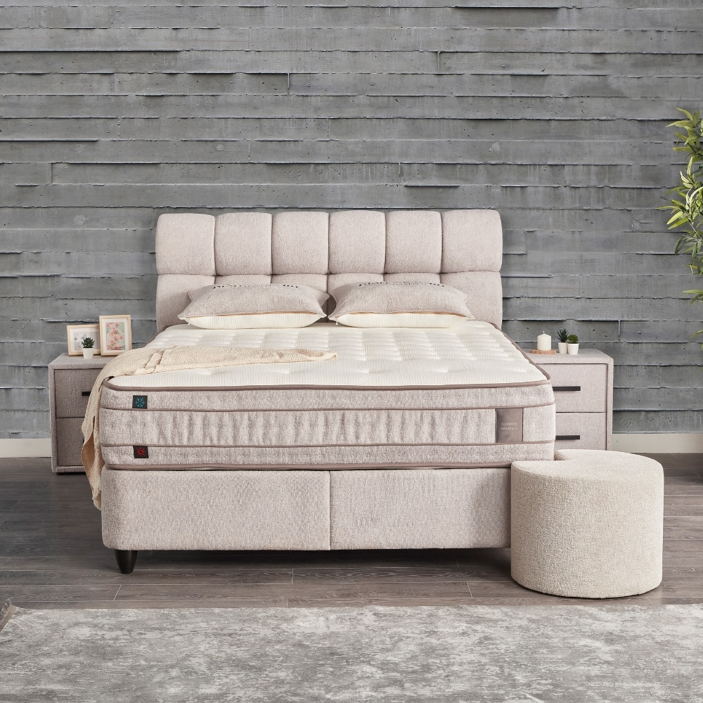 Pat dormitor Climate Balance, cu saltea si somiera inclusa, dimensiuni ...