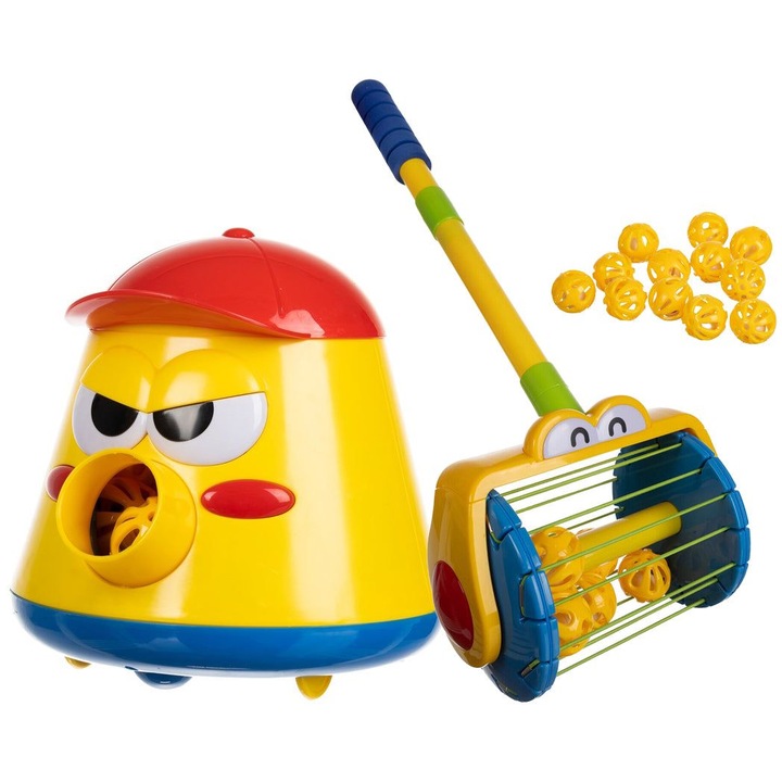 Интерактивна играчка с изстрелвач и събирач на топки 12 топки 2 шпатули многоцветни