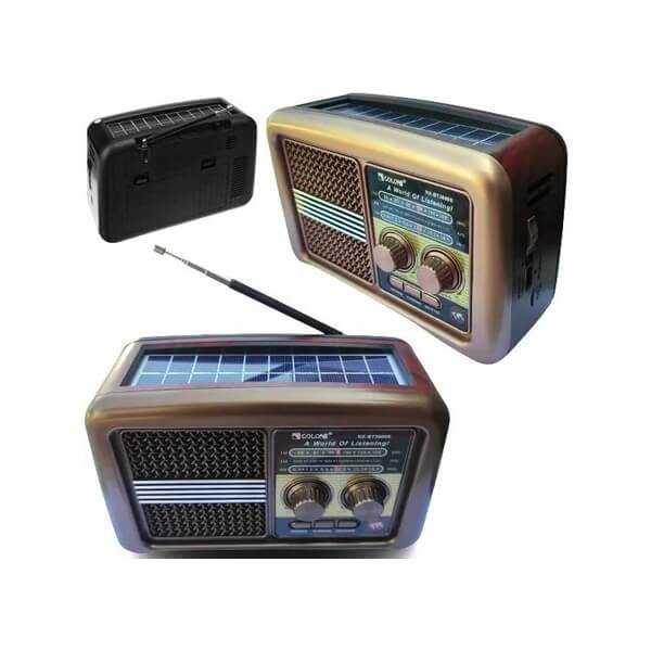 Radio portabil in stil retro, Golon, Cu panou solar incorporat, RX ...