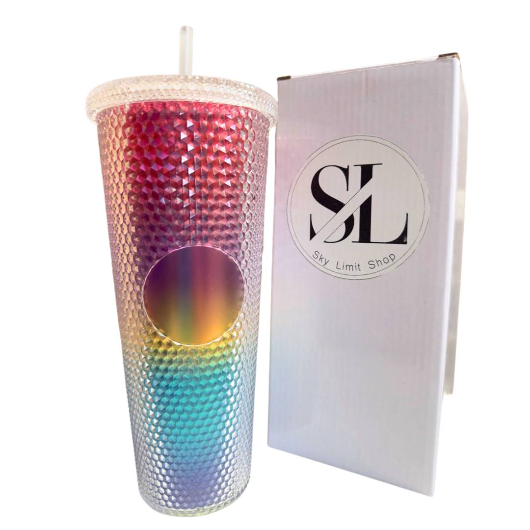 Pahar Sky To Go 710 ml din plastic cu efect diamante, perete dublu si ...