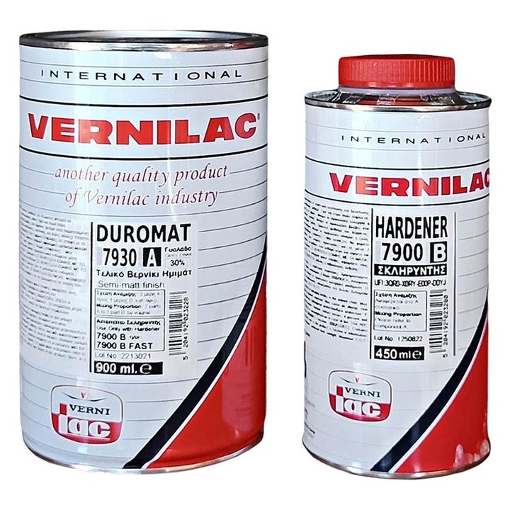 Lac Finish poliuretanic satinat + intaritor 7900 pentru lemn, Vernilac ...
