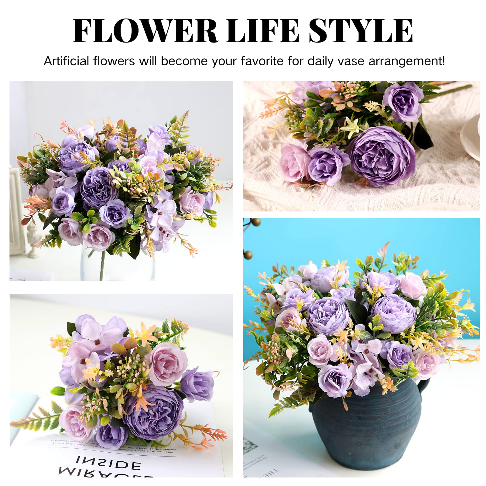 Set 2 flori artificiale, Matase/Plastic, 26cm, Multicolor - eMAG.ro